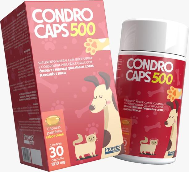 CONDRO CAPS 500 PROVETS SIMÕES SABOR CARNE 30 CÁPSULAS - para cães e ...