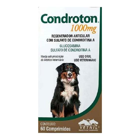 Condroton 1000MG 60 COMPRIMIDOS. - VETNIL - Farmácia Pet - Magazine Luiza