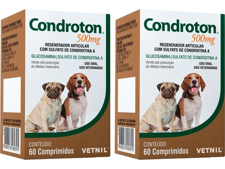 Condroton 500mg 60 Comprimidos - Vetnil - 2 Unidades - Vitaminas e ...