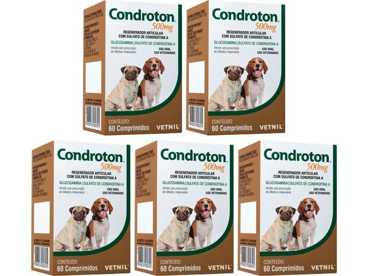 Condroton 500mg 60 Comprimidos - Vetnil - 5 Unidades - Farmácia Pet ...