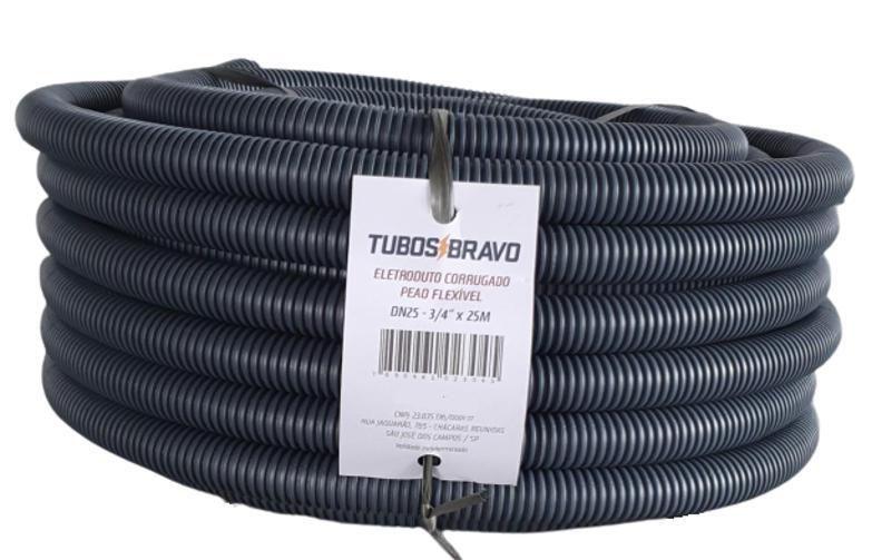 Conduíte Corrugado Cinza 3/4 X 25M - Dn 25 - Pead - Tubos Bravo ...