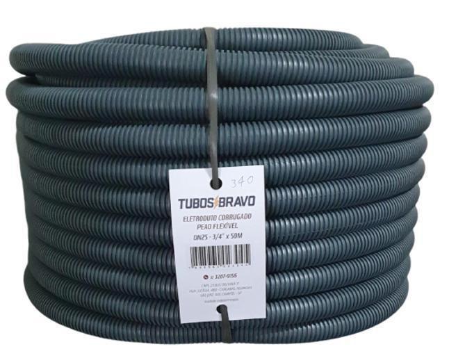 Conduíte Corrugado Cinza 3/4 X 50M - Pead - Tubos Bravo - Conduíte ...