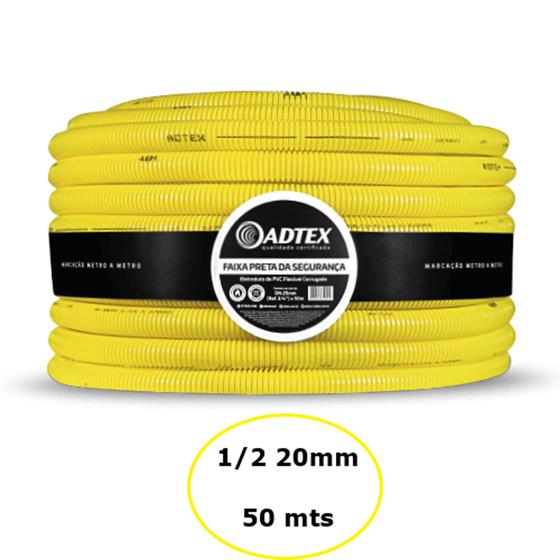 Conduite eletroduto corrugado 1/2 20mm amarelo ADTEX Rolo 50 metros ...