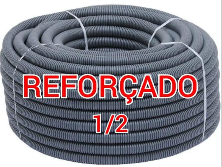 Conduíte eletroduto corrugado 1/2 reforçado 50metros cinza - Tecno ...