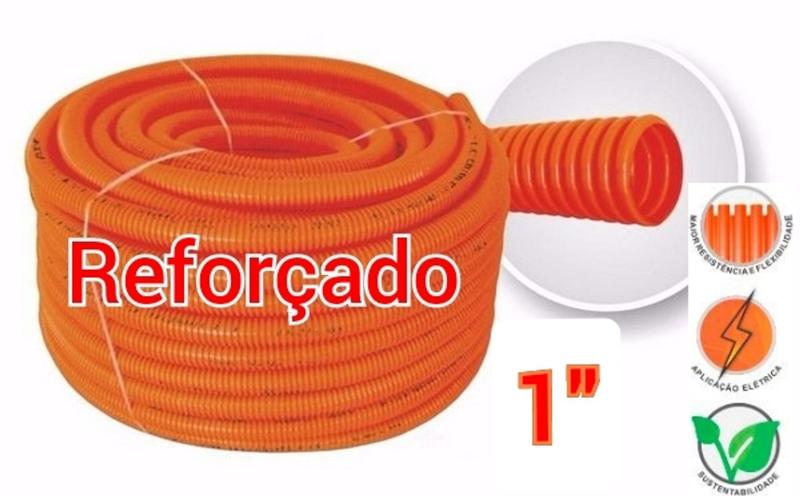Conduíte eletroduto corrugado 1" reforçado 25metros laranja - Tecno ...