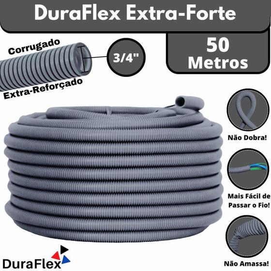 Conduíte Eletroduto Corrugado Flexível 3/4" Reforçado 50M Cinza ...