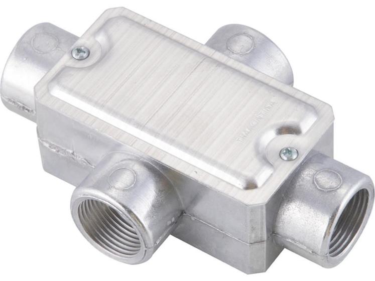 Condulete em aluminio tipo x de 3 4 tampa estampada rosca bsp sem ...