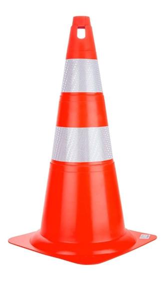 Cone De Sinalização Pvc 75cm Laranja/Branco Faixa Refletiva Transito ...