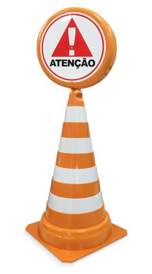 Cone De Sinalização PVC Retrátil Com Placa De Atenção - Arqplast ...