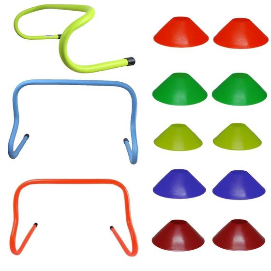 Cone Tartaruga C/10 Half Cones Sortido + Obstáculos de Barreira C/3 Alturas - 1 Fit - Kit ...