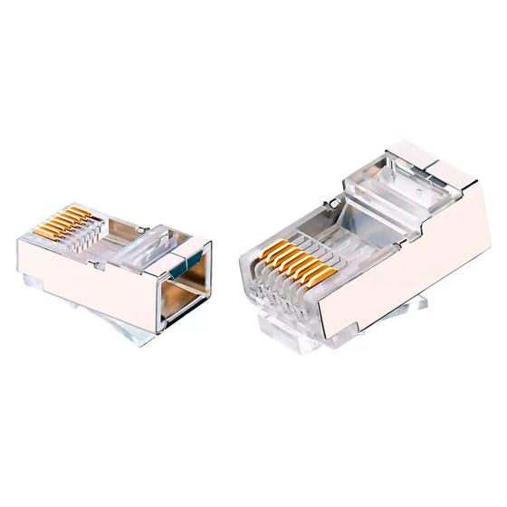 Conector Blindado Vazado RJ45 100 Un. Exbom Modelo CONT-RJ45VM100 ...
