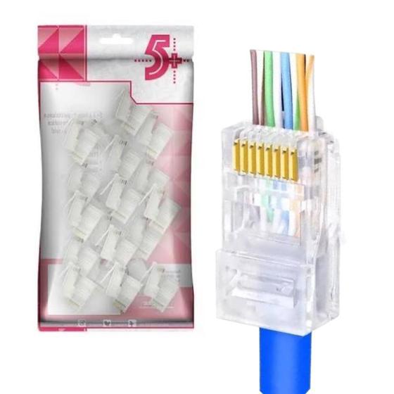 CONECTOR PLUG RJ45 DE PASSAGEM VAZADO EZ 8X8 CAT5E 100un - CHIPSCE ...