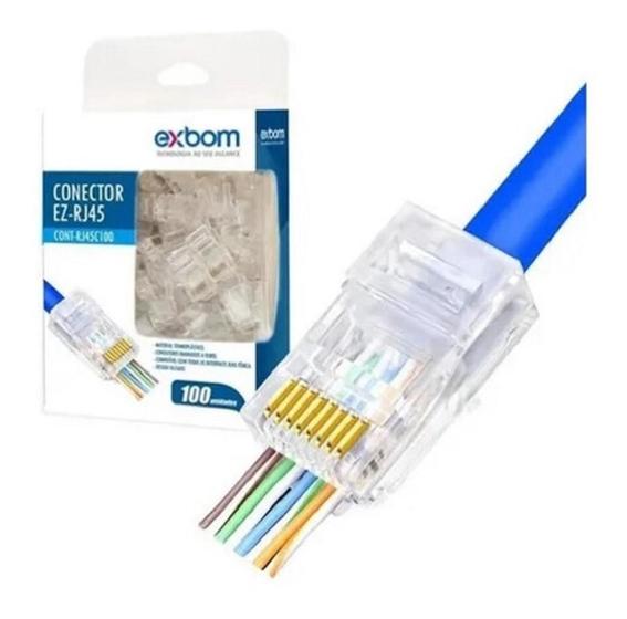 Conector Rede Ez-rj45 Vazado Pack 100 Unidades Nf - Exbom - Emenda para ...