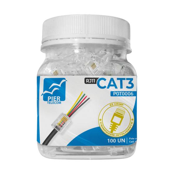 Conector RJ11 Cat3 EZ Crimp Plug 6x4 de Passagem EZ Crimp Pier Telecom ...