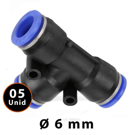 Conexão Pneumática Instantânea União Emenda Tee 6 Mm T - MDM - União para Mangueira de Jardim ...