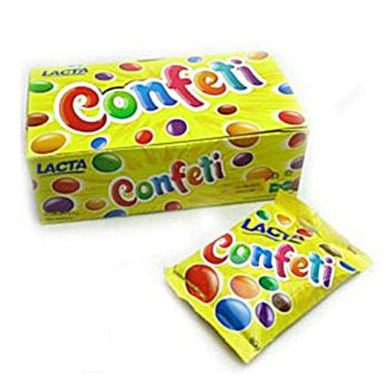 Confeito de Chocolate Confeti Grande 12x80g - Lacta - Chocolate / Barra ...