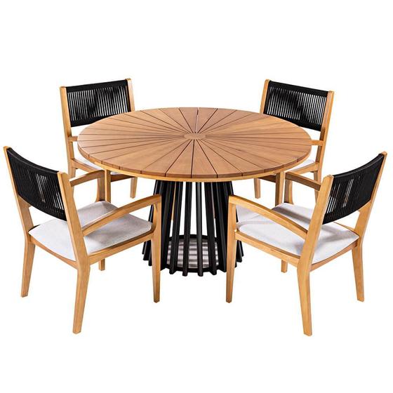 Conj. Tune Mesa de Jantar + 04 Cadeiras Corda Preta - 72517 - Sun House ...