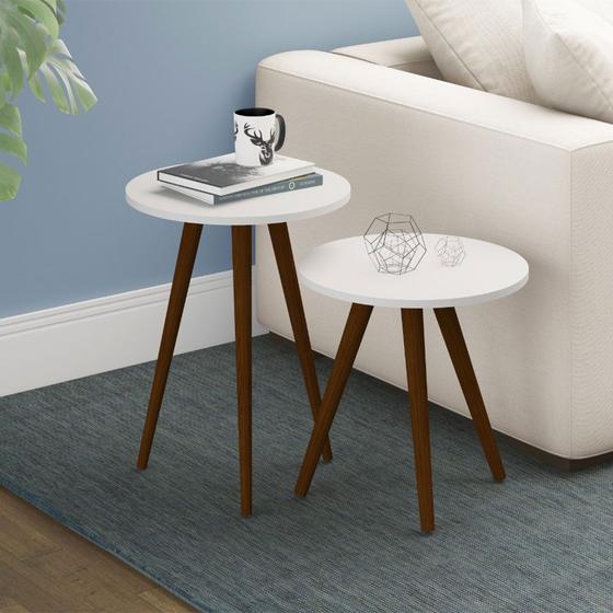 Conjunto 02 Mesas Laterais de Apoio RT 3152 Branco Movelbento - Mesa de Canto / Lateral ...