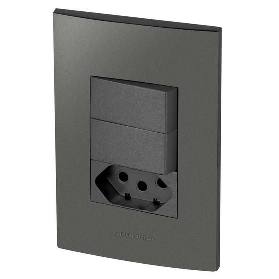 Conjunto 1 Simples + 1 Paralelo + 1 Tomada 10A Inova Grafite - Alumbra ...