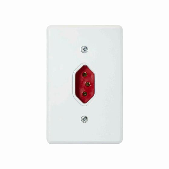 Conjunto 1 Tomada 2p + T 10A/250V~ Fundo Vermelho - Walma - Módulo de ...