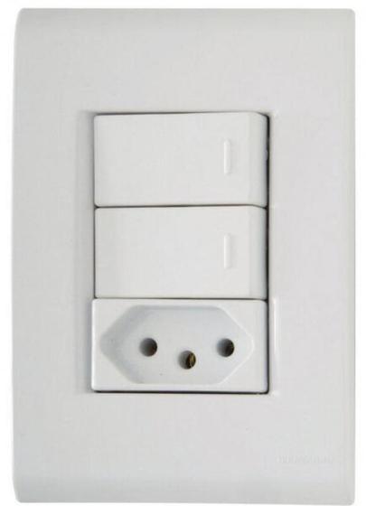 Conjunto 2 Interruptores Paralelos 10a 250v + 1 Tomada 2p+T 10a 250v 4x2 - Liz - Tramontina ...