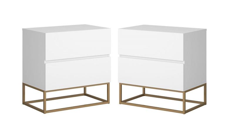 Conjunto 2 Mesa de Cabeceira Estilo Industrial 2 Gavetas Eros 45 Base ...