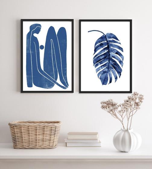 Conjunto 2 Quadros Arte Moderna MinimalistaAzul 24x18cm - Quadros On ...