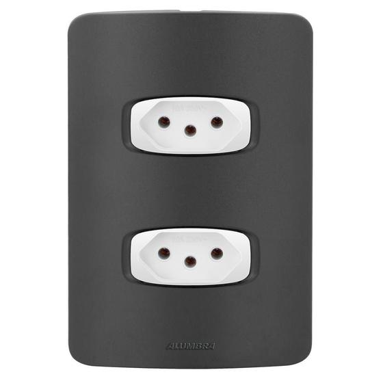Conjunto 2 Tomadas 10A - Gracia Black Maxx / Branco - Alumbra - Tomadas ...