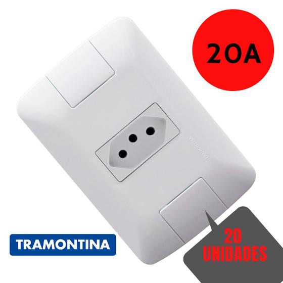 Conjunto 20 Tomadas Simples 20A Tramontina 2P+T 20A/250V Aria Branco - Módulo de Tomada ...