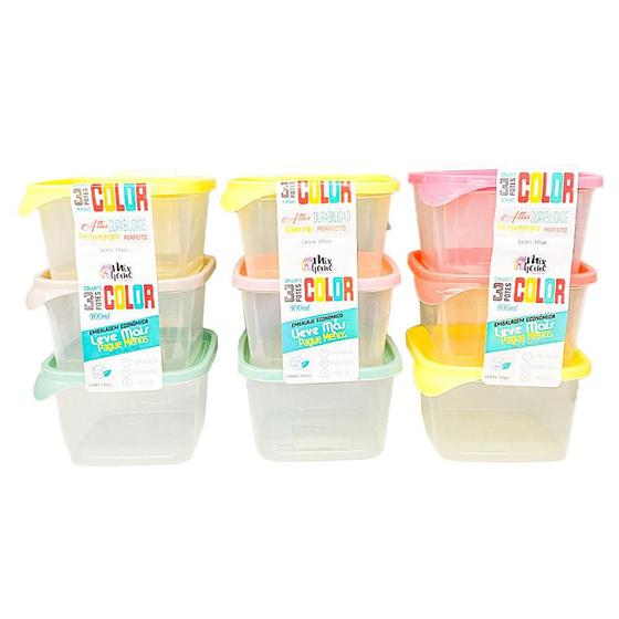 Conjunto 3 Potes 900ml Multiuso Sortidos Cores Diversas - Xplast - Pote ...