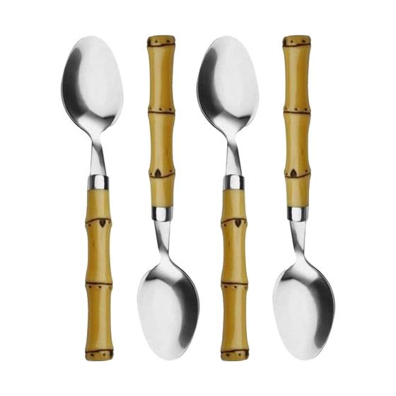 Conjunto 4 Colheres De Sobremesa Wolff De Aço Inox Com Cabo De Bambu ...