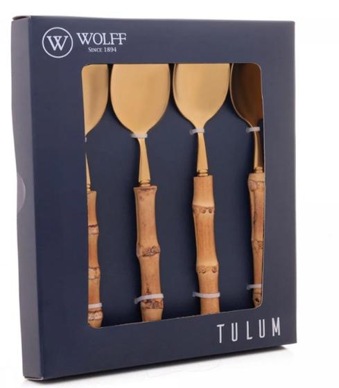 Conjunto 4 Colheres Para Mesa Wolff De Aço Inox Com Cabo De Bambu Tulum ...