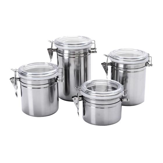 Conjunto 4 potes inox hermetico tamanhos diferentes wellmix - Pote ...