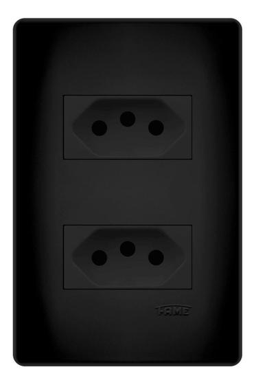 Conjunto 4x2 Tomada Dupla 20 A Habitat preto acetinado Fame - Espelho ...