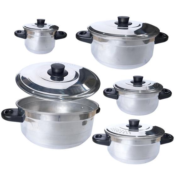 Conjunto 5 Panela Caçarola Alumínio Colorido Polida - TENESIN - Jogo de ...