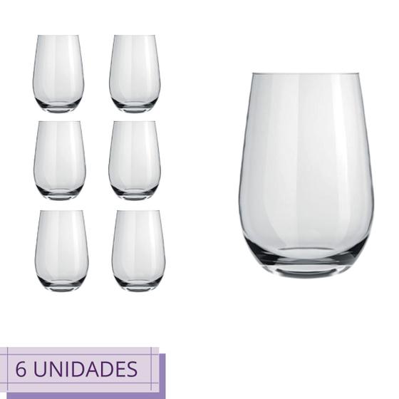 Conjunto 6 Copos Vidro 480ml Redondo Transparente Luxuoso - NADIR - Copos - Magazine Luiza