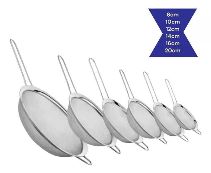 Conjunto 6 Peneiras Coador Inox Forma Redonda Cozinha - Original Line ...