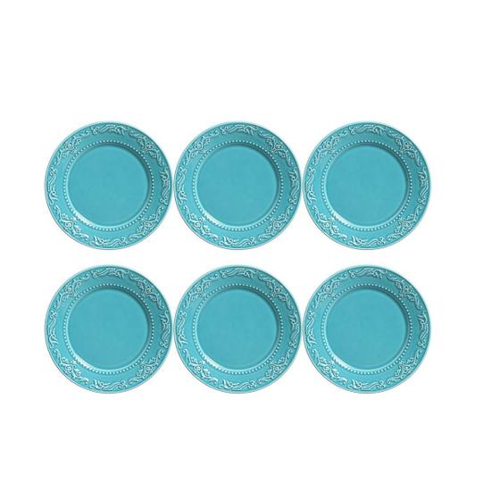 Conjunto 6 Pratos Rasos Acanthus Azul Poppy Porto Brasil - Prato Raso ...