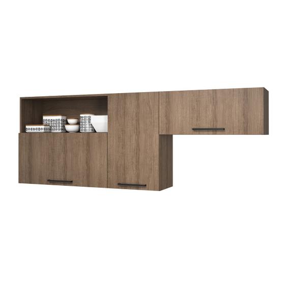 Conjunto Armários Aéreos Itatiaia Acácia 3 Portas 2 Prateleiras ...