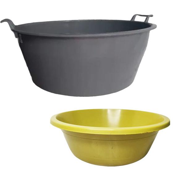 Conjunto Bacia Grande 80 Litros Cinza + Bacia Pequena 4 Lts - Arqplast ...