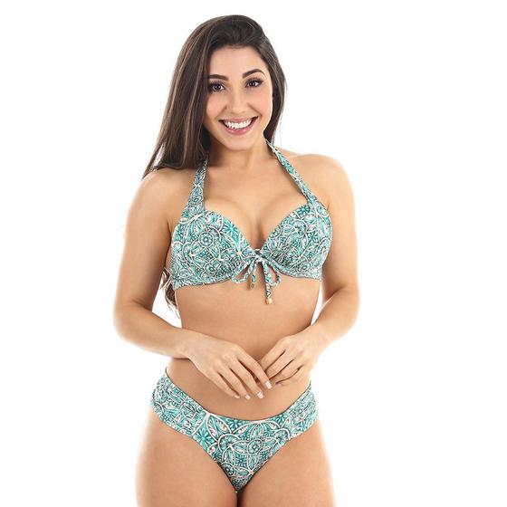 Conjunto Biquíni Top Meia Taça Com Bojo E Calcinha Borboleta Lateral