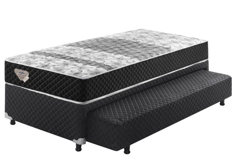 Conjunto Box Com Somiê Auxiliar Soft Comfort Preto Mola Verticoil ...