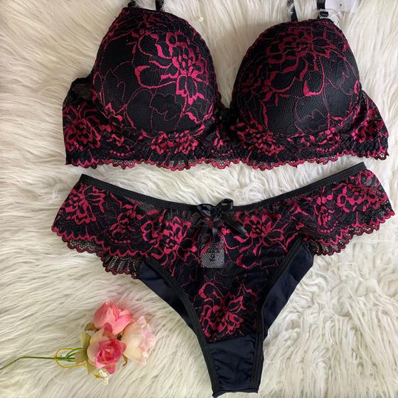 Conjunto Calcinha E Sutiã Jack De Renda Sexy Com Bojo Conjunto De