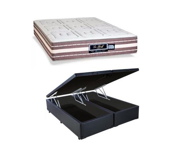 Conjunto Cama Box Baú Casal Queen + Colchão Sankonfort Le Griff Molas ...
