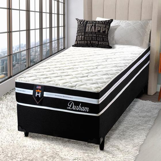 Conjunto Cama Box Solteiro Durham 96x203x60 Preto c/Molas Ensacadas ...