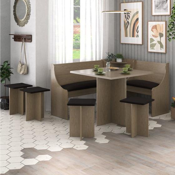 Conjunto Canto Alemão com Mesa e 4 Banquetas Hecol Móveis - Mesa de ...