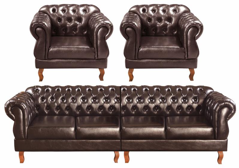 Conjunto Chesterfield Sofá Duquesa 4 Lugares + 2 Poltronas Imperial ...