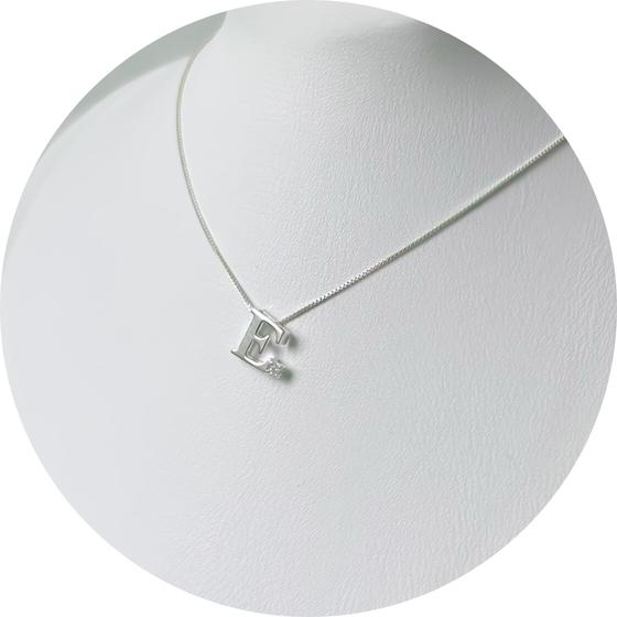 Conjunto Colar Corrente de Prata 925 Pura + Pingente Inicial Prata 925 ...