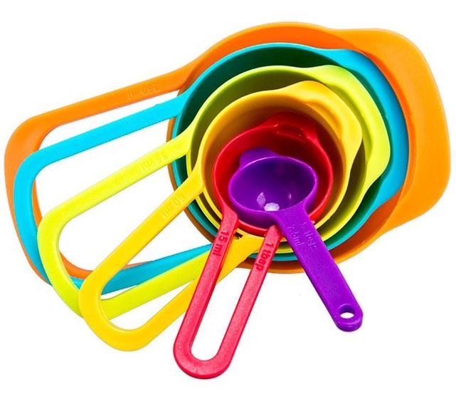 Conjunto Colheres Medidoras 6 Peças Xícara Gramas Copo Cores - Abbmix ...