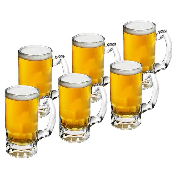 Conjunto Com 12 Canecas De Chopp Cerveja De Vidro 375 Ml - Globimport - Caneca de Chopp ...